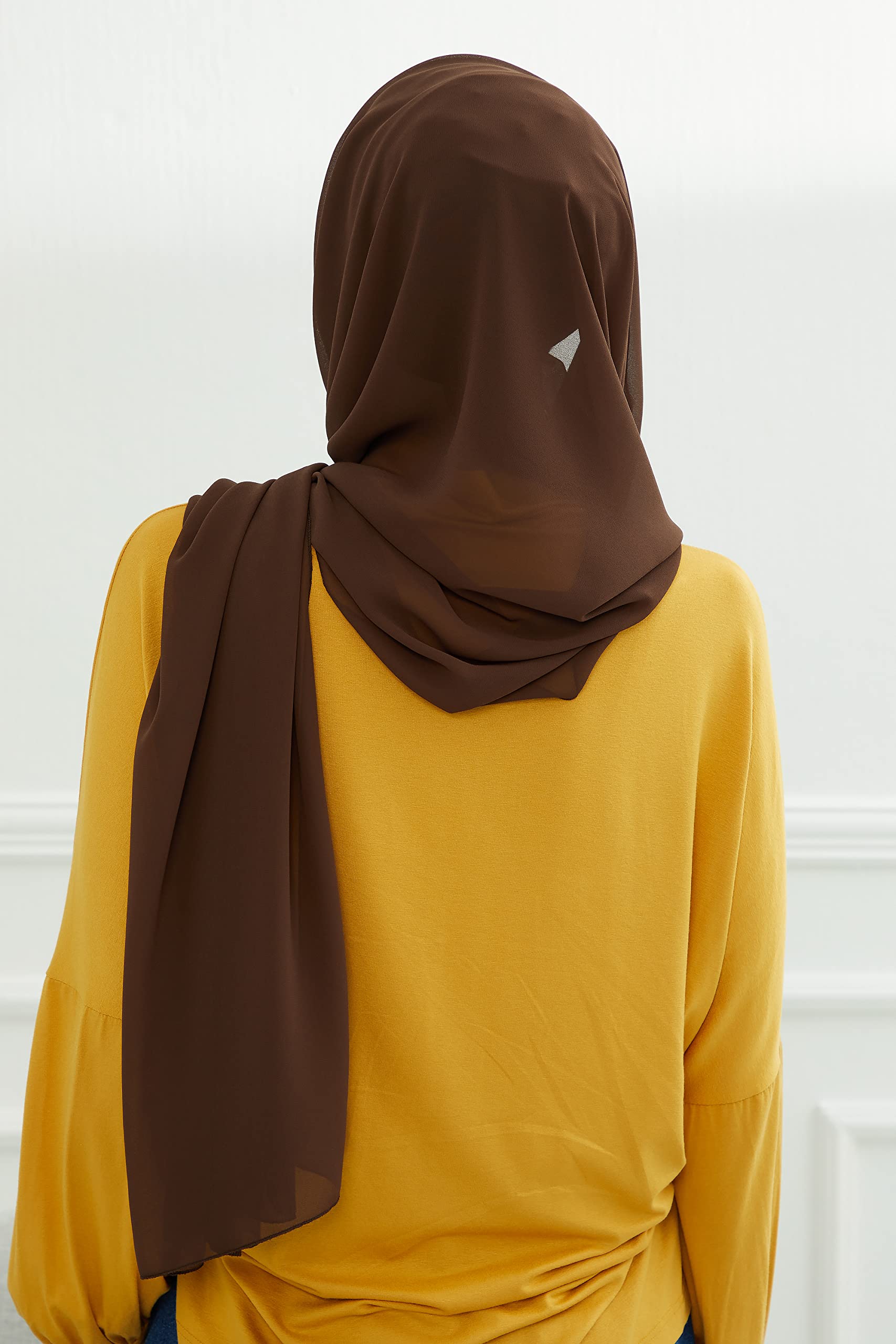 Aisha's Design Pre-tied Cotton Turbans for Women with Chiffon Shawl, Instant Scarf Hijab Stylish Design, Brown - Brown