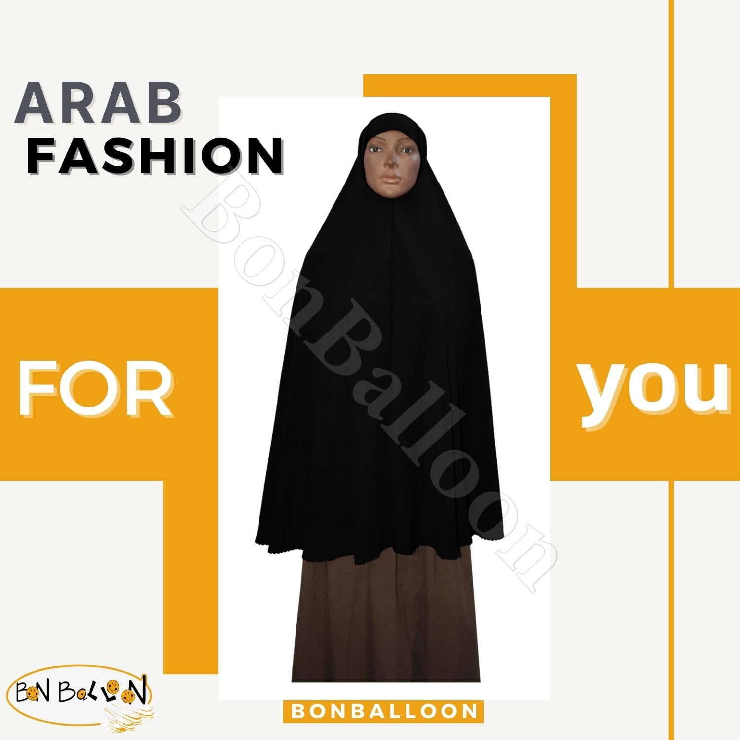 42" Black Extra Long Khimar Amira Hijab Abaya Niqab Burqa Veil Eid Islamic Modest Islam Face Cover Dress Clothing Muslim Women Abaya Jilbab Prayer Overhead