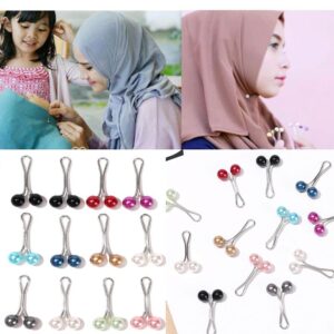 12pcs Multicolor Headscarf Pearl Pins Clips U Shape Hijab Scarf Lady Muslim Scarf Shawl Clips Scarf Brooches Pin Jewelry Accessories(Black&White&Gold)