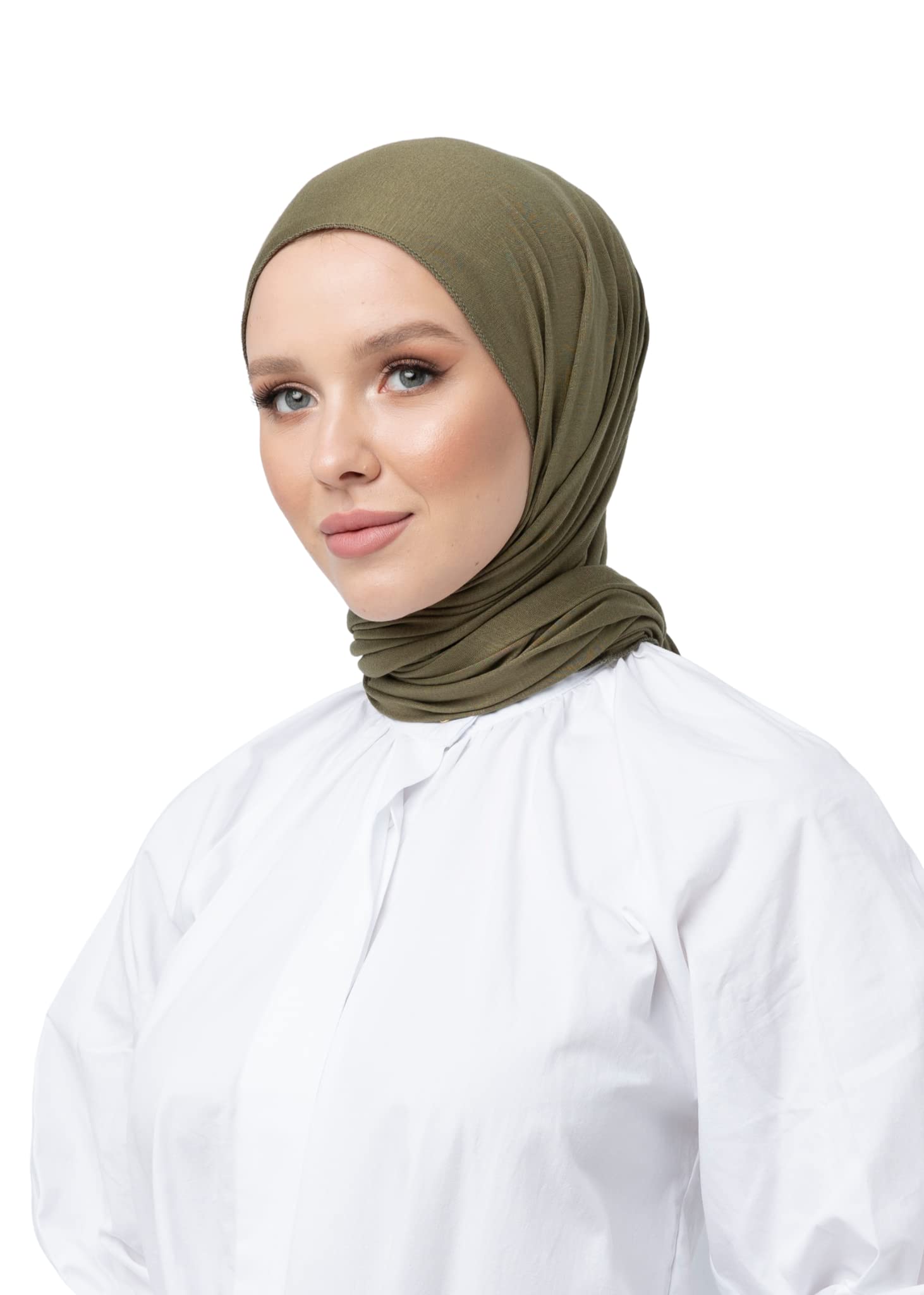 SWANISTANBUL Jersey Hijab Scarf for Women - Quality Head Scarf Wrap for Girls - Fashion Muslim Women Hijab Scarves Headwear for Everyday Use - 55cm x 170cm - Khaki