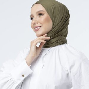 SWANISTANBUL Jersey Hijab Scarf for Women - Quality Head Scarf Wrap for Girls - Fashion Muslim Women Hijab Scarves Headwear for Everyday Use - 55cm x 170cm - Khaki