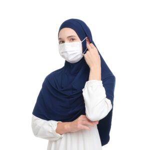 rikajasmine slip in ear instant hijab khimar i ready to wear hijab for daily -wear workout sport muslim accessories for women (navy)