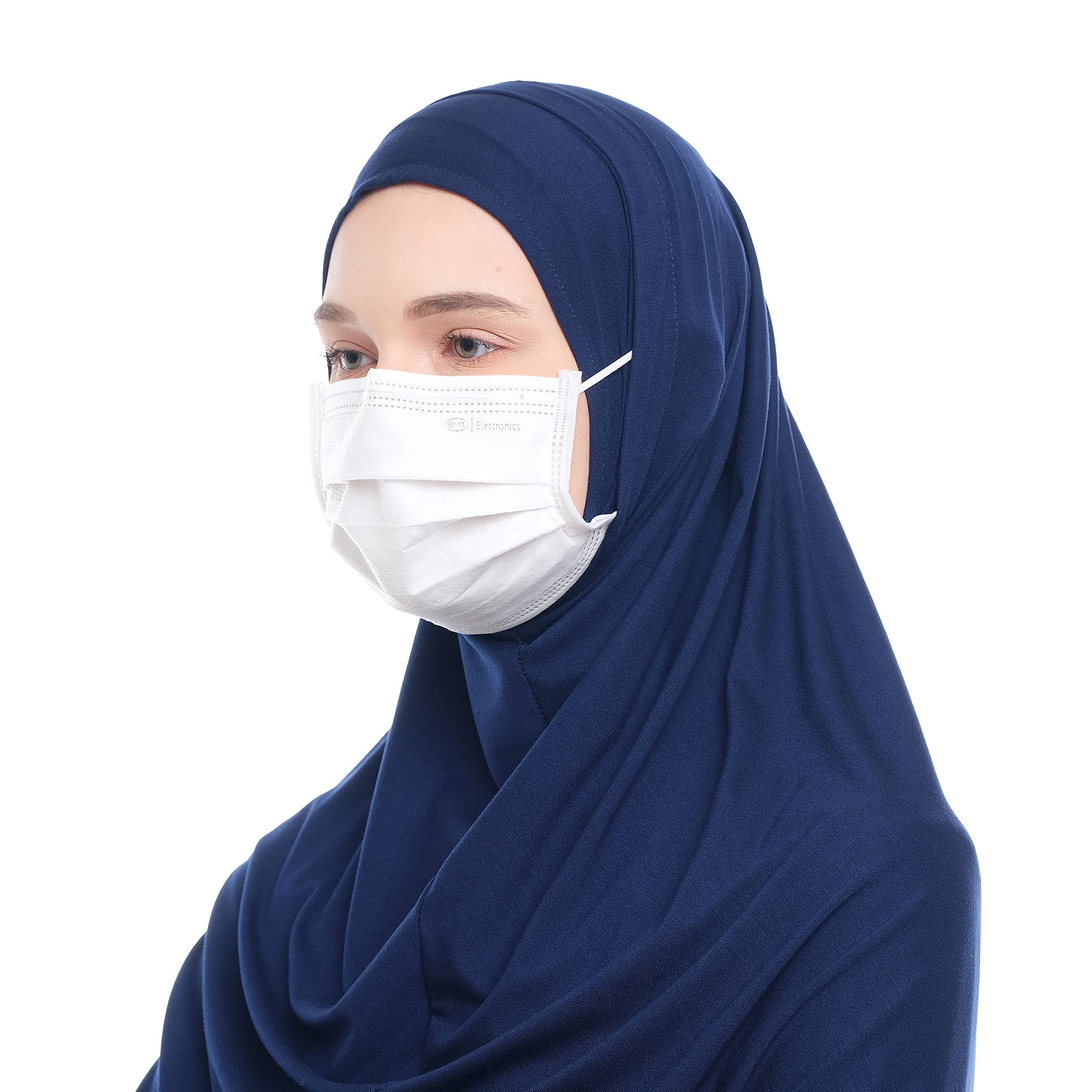 RikaJasmine Slip In Ear Instant Hijab Khimar I Ready To Wear Hijab For Daily -Wear Workout Sport Muslim Accessories For Women (navy)