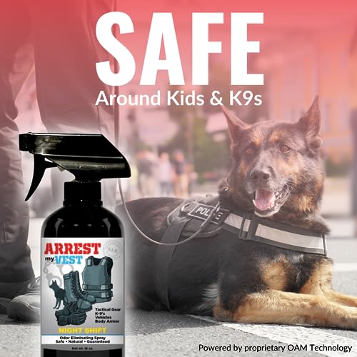 Arrest My Vest Military and Police Grade Odor Eliminating Spray for Body Armor Odor, Tactical Gear. Safe on K9's. Safe on All Ballistic Vests and Fabrics - New Night Shift Fragrance - 2 16 oz Bottles