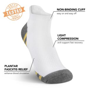 Aoliks White Ankle Compression Socks for Women & Men - Arch Support Low Cut Running Socks for Cycling Nurses