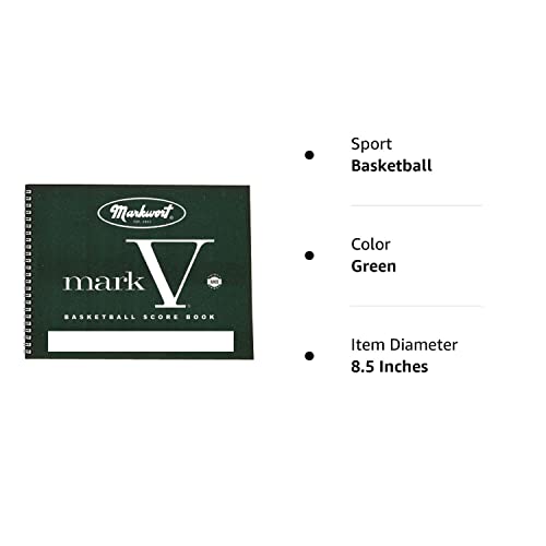 Markwort Mark V Basketball Scorebook 30 Games, Green (Pack of 1)