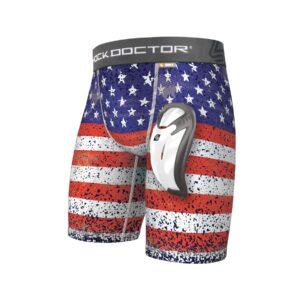 shock doctor compression shorts with protective bio-flex cup, moisture wicking vented protection, youth size