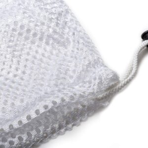 Handy Laundry Mesh Equipment Bag, White - 24 x 36 - Adjustable, sliding drawstring cord closure. Perfect mesh bag for parent or coach, making it easy to transport.