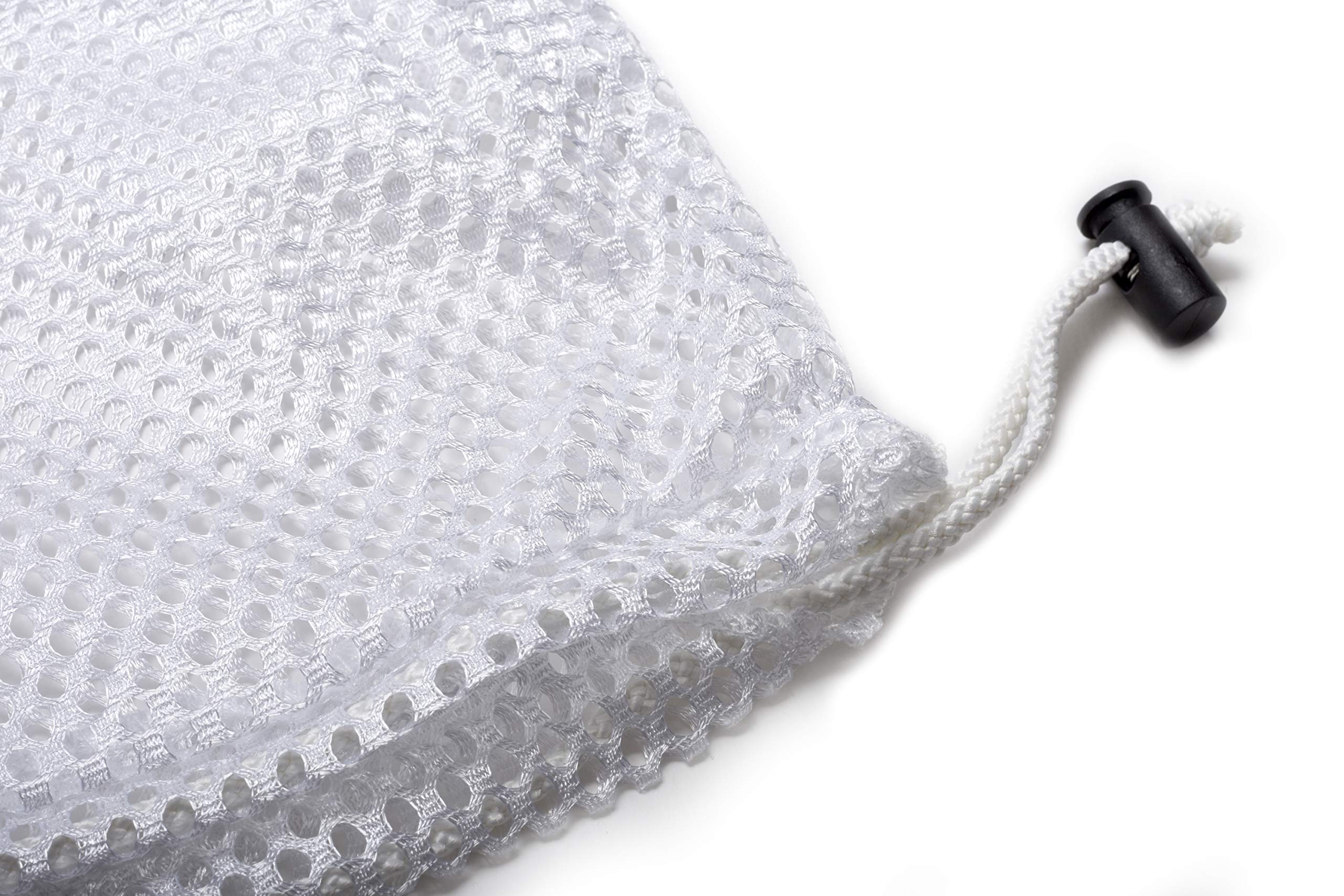 Handy Laundry Mesh Equipment Bag, White - 24 x 36 - Adjustable, sliding drawstring cord closure. Perfect mesh bag for parent or coach, making it easy to transport.