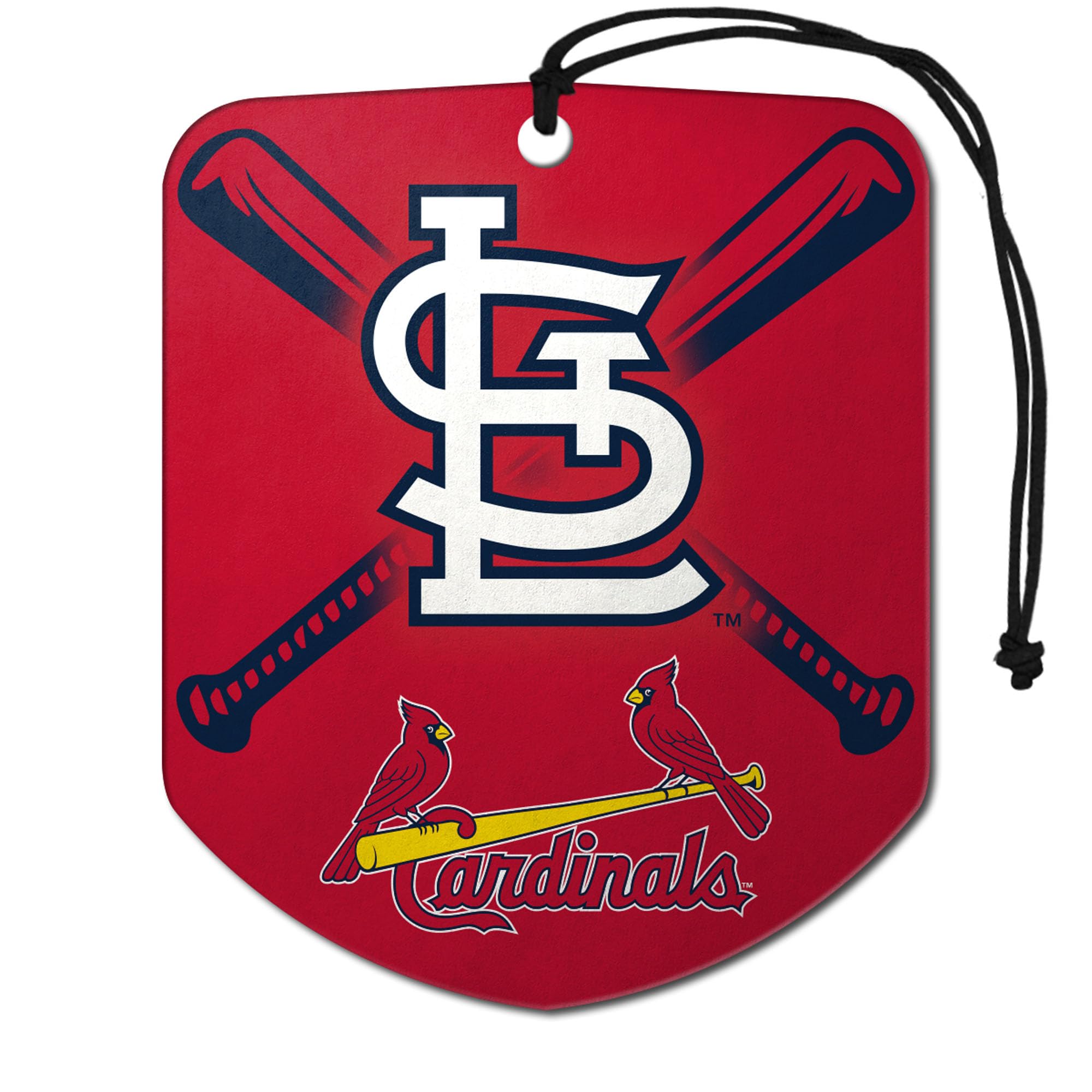 FANMATS 61558 MLB St. Louis Cardinals Hanging Car Air Freshener, 2 Pack, Black Ice Scent, Odor Eliminator, Shield Design with Team Logo