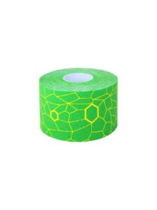 theraband kinesiology tape, waterproof physio tape for pain relief, muscle & joint support, standard roll with xactstretch application indicators, 2 inch x 16.4 foot roll, electric green/yellow