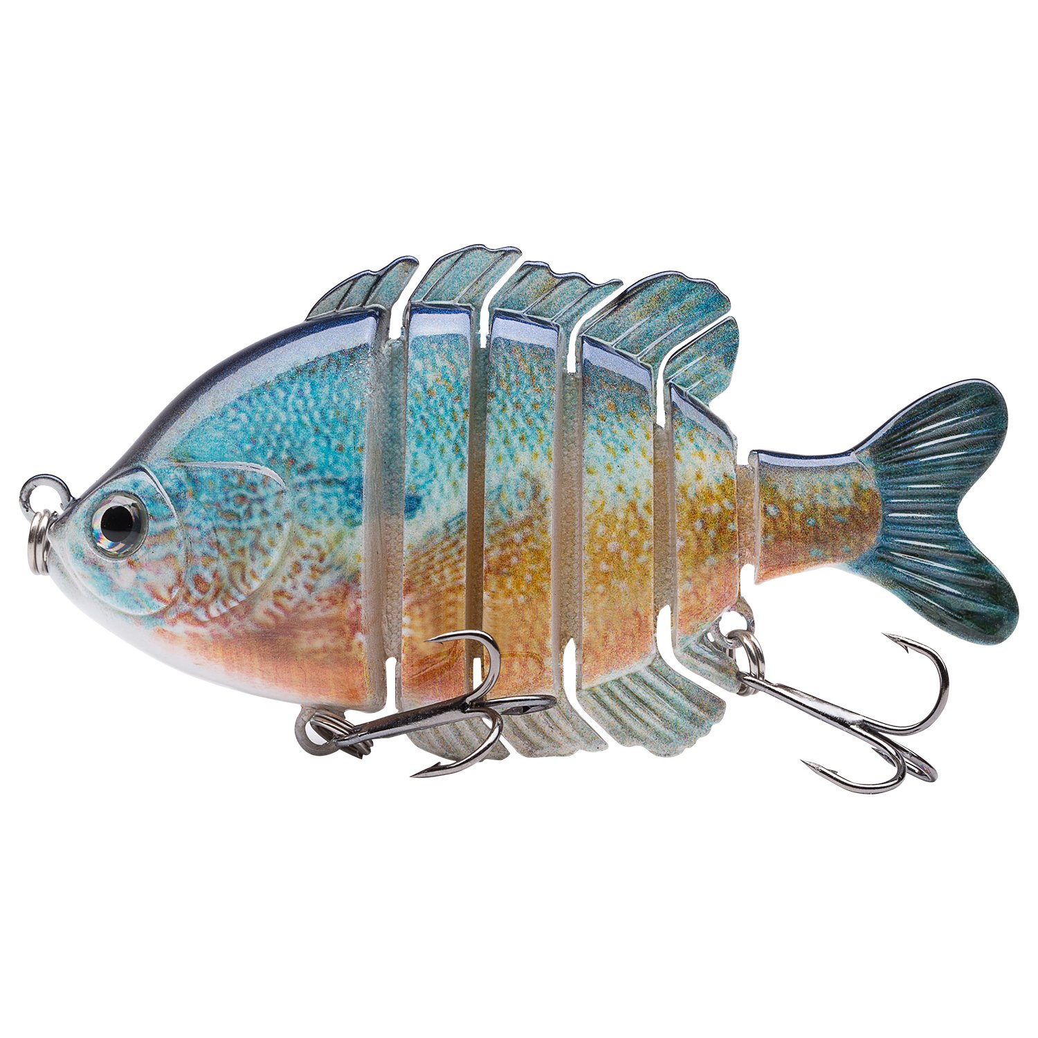 BASSDASH SwimPanfish Multi Jointed Panfish Bluegill Swimbaits Topwater Hard Bass Fishing Crank Lure 3.5in/0.85oz (Pack of 6 Colors)