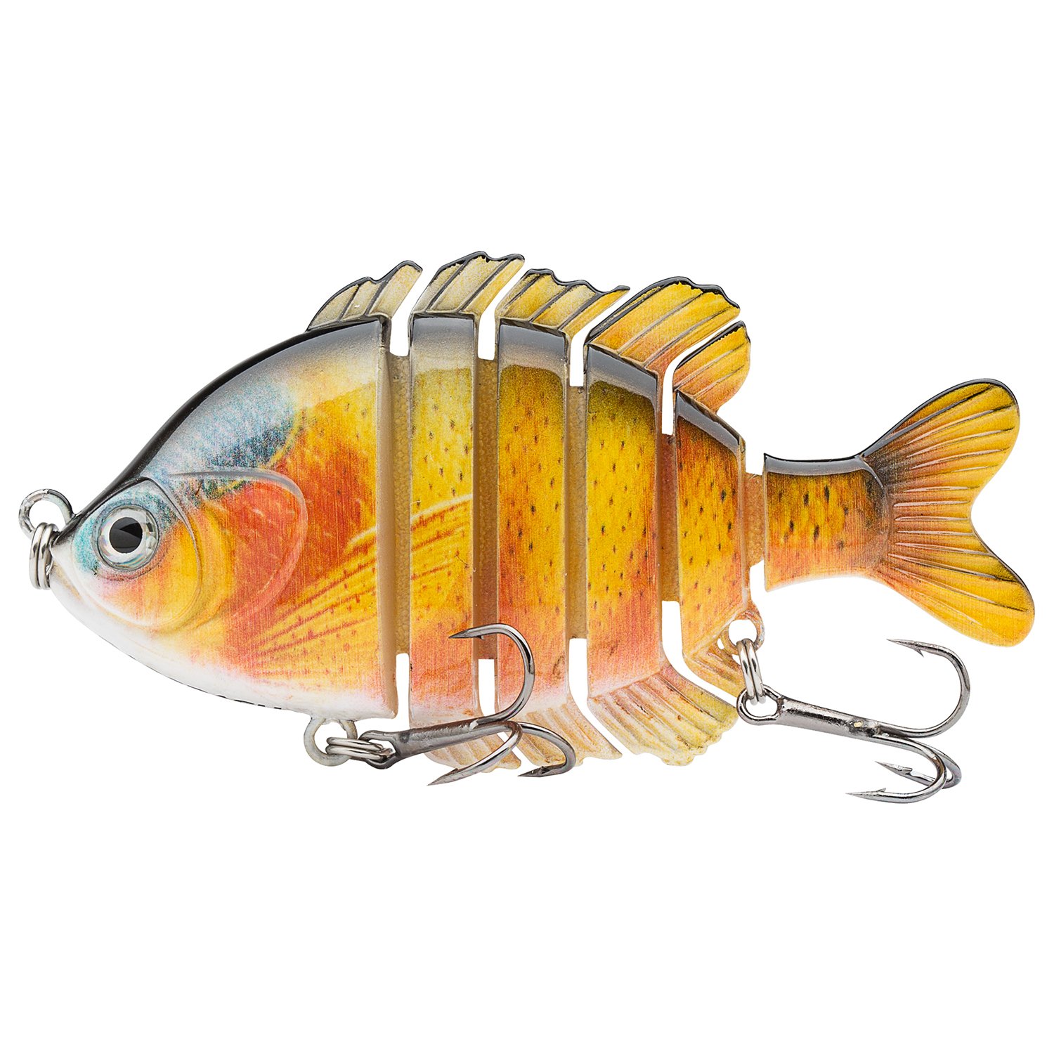 BASSDASH SwimPanfish Multi Jointed Panfish Bluegill Swimbaits Topwater Hard Bass Fishing Crank Lure 3.5in/0.85oz (Pack of 6 Colors)