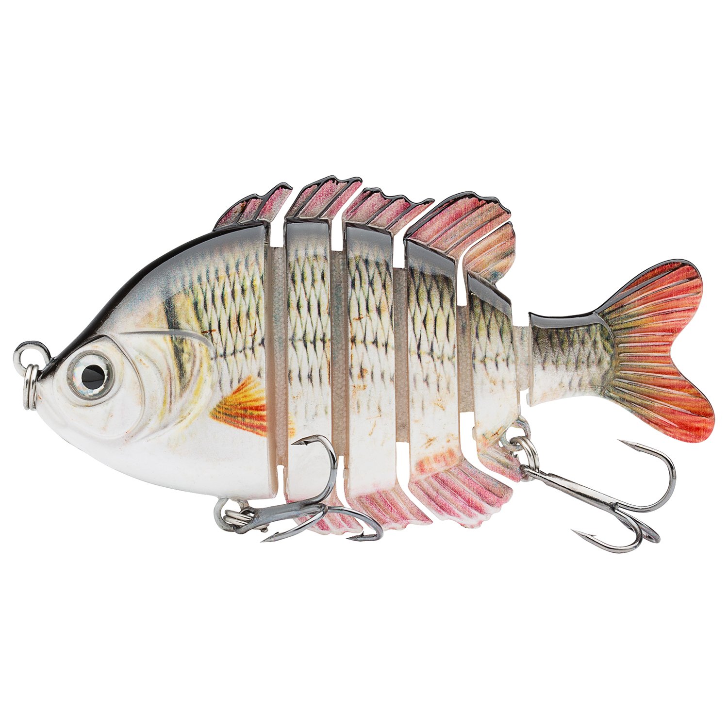 BASSDASH SwimPanfish Multi Jointed Panfish Bluegill Swimbaits Topwater Hard Bass Fishing Crank Lure 3.5in/0.85oz (Pack of 6 Colors)