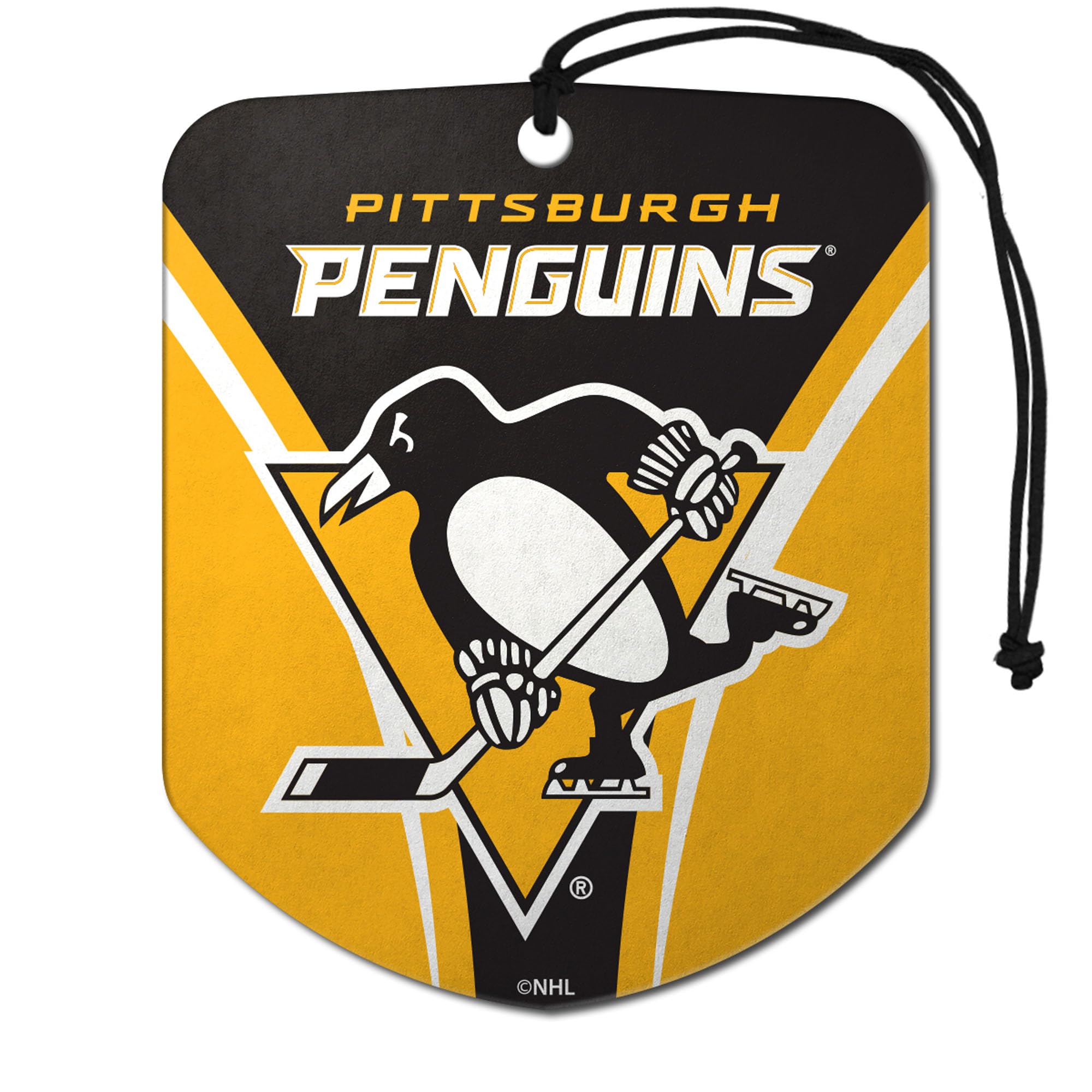 FANMATS 61600 NHL Pittsburgh Penguins Hanging Car Air Freshener, 2 Pack, Black Ice Scent, Odor Eliminator, Shield Design with Team Logo