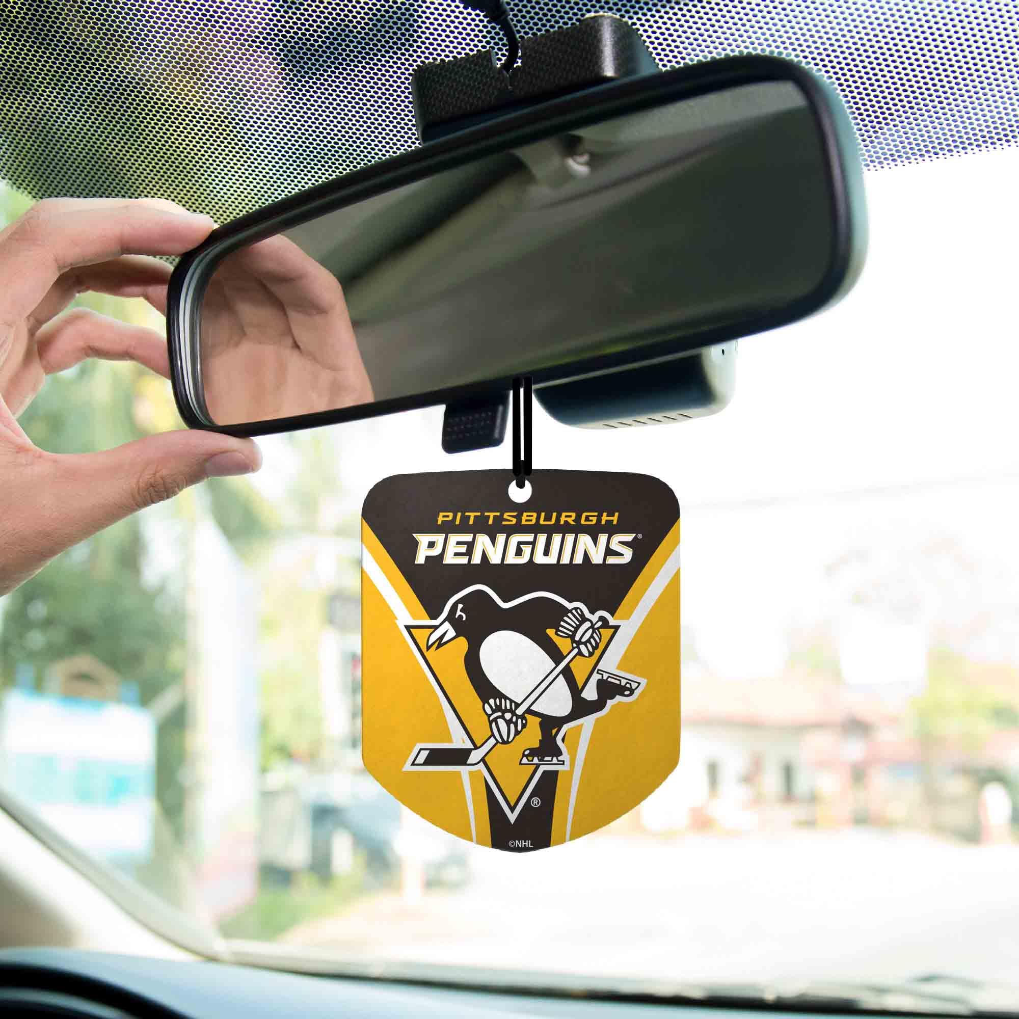 FANMATS 61600 NHL Pittsburgh Penguins Hanging Car Air Freshener, 2 Pack, Black Ice Scent, Odor Eliminator, Shield Design with Team Logo