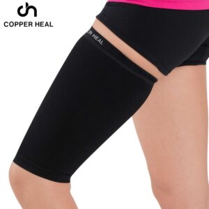 THIGH Compression Recovery Sleeve by COPPER HEAL Recover from Sore Pulled Hamstring Groin Strain Pain Sprains Tendinitis Injury Quadriceps Muscle Tear Quad