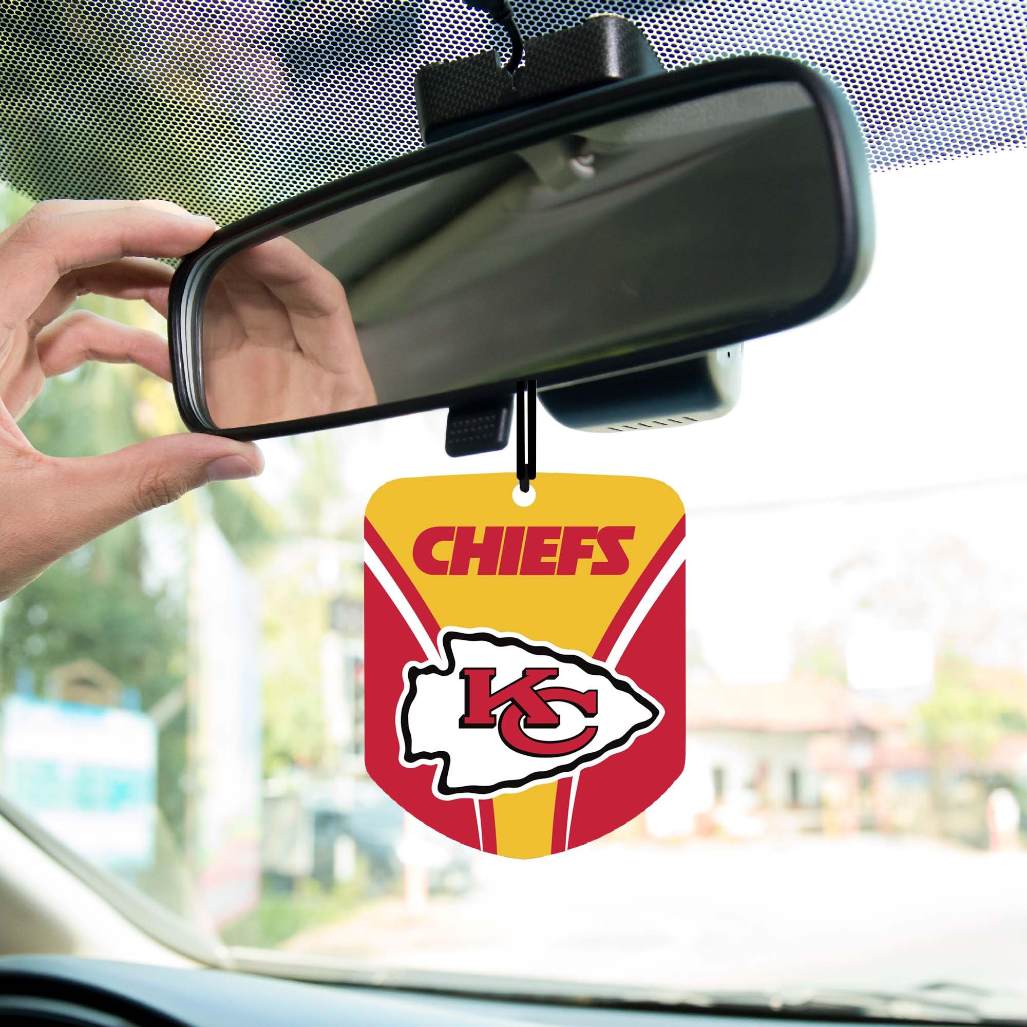 FANMATS 61574 NFL Kansas City Chiefs Hanging Car Air Freshener, 2 Pack, Black Ice Scent, Odor Eliminator, Shield Design with Team Logo