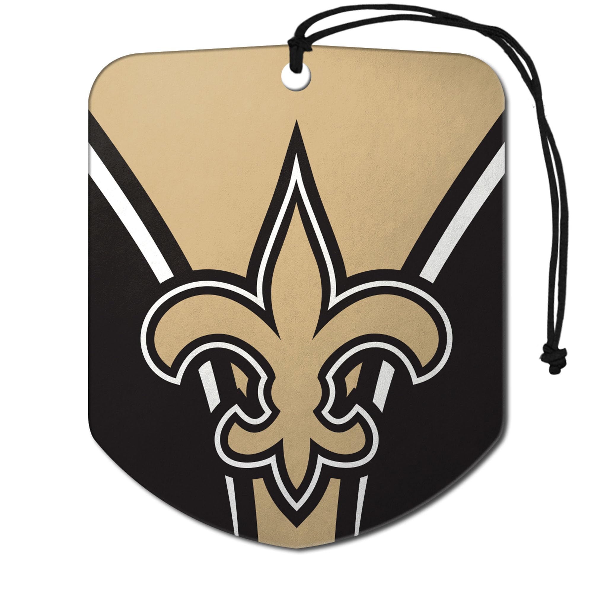 FANMATS 61578 NFL New Orleans Saints Hanging Car Air Freshener, 2 Pack, Black Ice Scent, Odor Eliminator, Shield Design with Team Logo