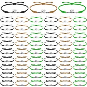 sureio 48 pcs sports gifts bulk sports ball bracelet team gifts rope braided charm bracelet sport birthday party favors for girls boys kids (basketball)