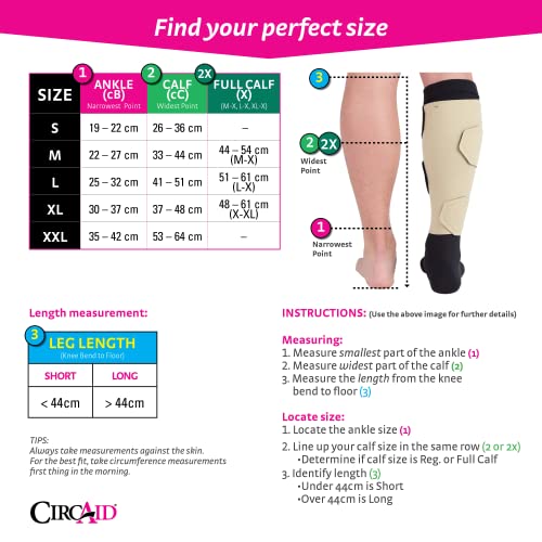 CircAid Juxtalite Lower Leg System – Easy to Use Adjustable Compression Level Garment for Men & Women, Leg Circulation, Compatible with Elastic Stockings, Large/Long