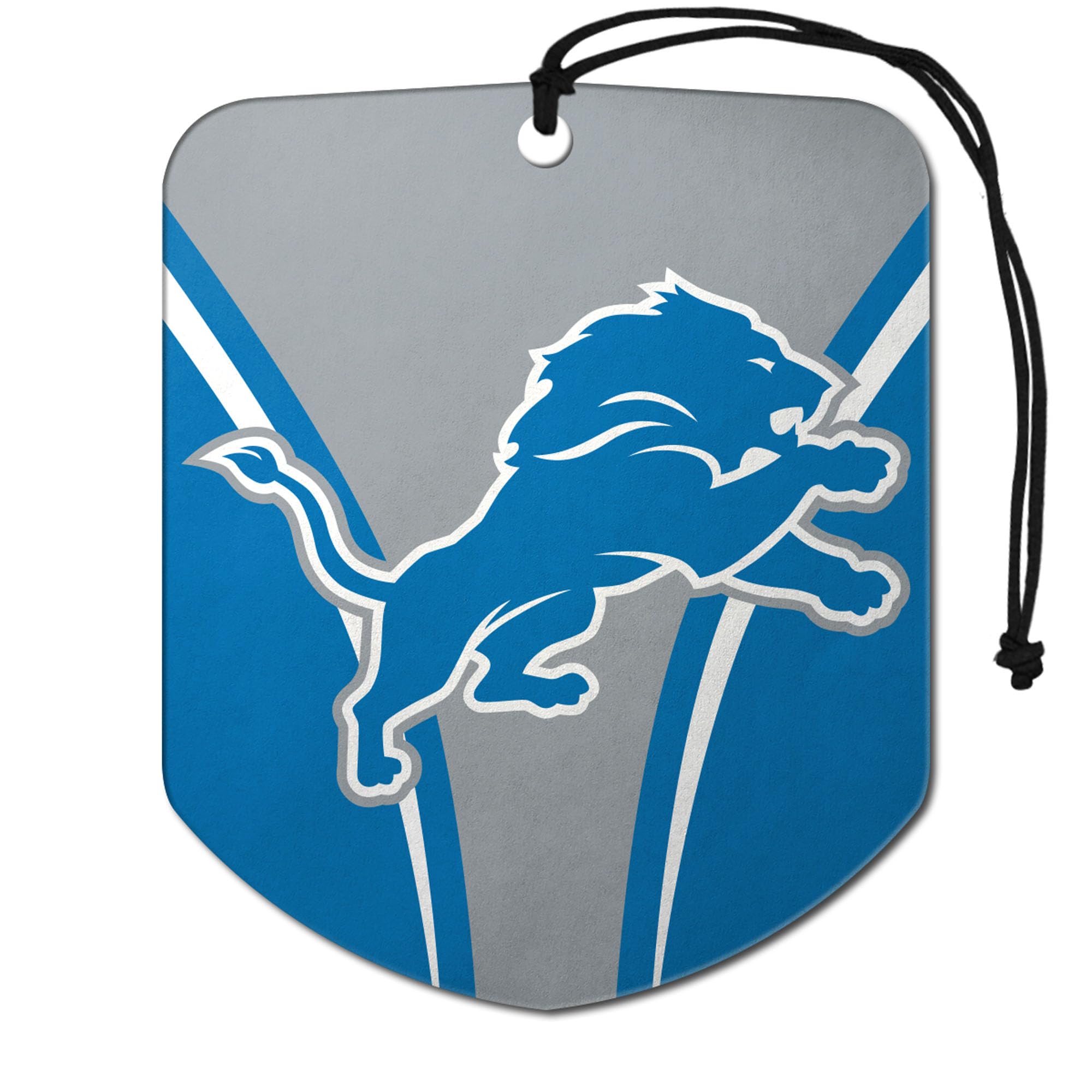 FANMATS 61570 NFL Detroit Lions Hanging Car Air Freshener, 2 Pack, Black Ice Scent, Odor Eliminator, Shield Design with Team Logo