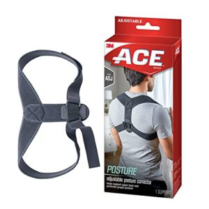 ace brand posture corrector, posture correction, adjustable, hook-and-loop shoulder straps provide secure fit, posture support fits discreetly under clothing, one size fits most