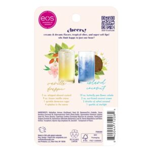 eos Sunset Sips Lip Balms- Island Coconut & Vanilla Frappe, All-Day Moisture, Lip Care, 0.14 oz, 2-Pack