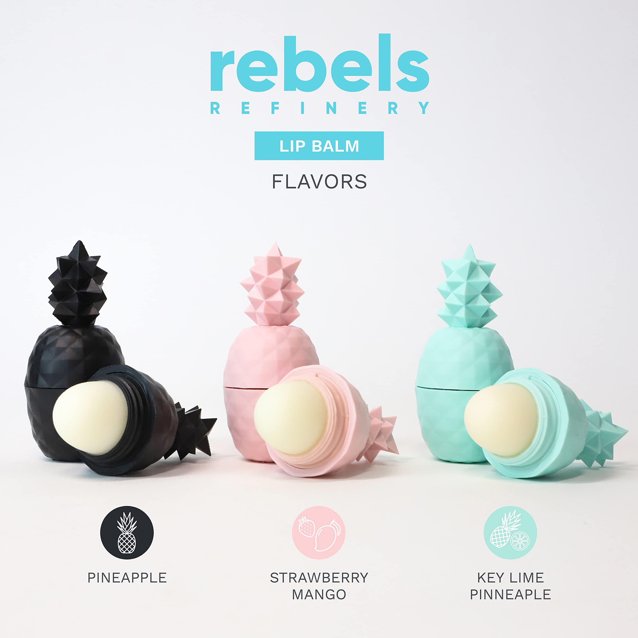 Rebels Refinery 3-Piece Pineapple-Shaped Lip Balm Bundle