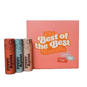 jumbo lip balm gift set (3-pack, top flavors) | poppy & pout all natural lip balms & moisturizers | hydrates with beeswax, vitamin e, organic coconut oil | cruelty-free | recyclable cardboard tube