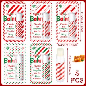 Sacubee 30 Pcs Christmas Lip Balms Bulk Xmas Lip Balm Honey Flavored 5 Styles Holiday Party Treat Goodie Bags Stuffers Small Gifts for Kids Women Men