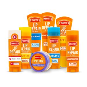 O'Keeffe's Lip Repair Lip Balm for Dry, Cracked Lips, Stick, (Pack of 3: 1 Cooling + 1 Unscented + 1 SPF)