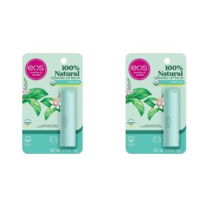 eos 100% natural & organic lip balm- sweet mint, dermatologist recommended, all-day moisture lip care, made for sensitive skin, 0.14 oz (pack of 2)