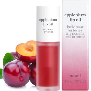 NOONI Korean Lip Oil - Appleplum | Lip Stain, Gift, Long-Lasting, Moisturizing, Plumping, Revitalizing for Dry Lips, Waterproof, No Peel Off, Korean Lip Tint, Red Tinted Lips, 0.12 Fl Oz