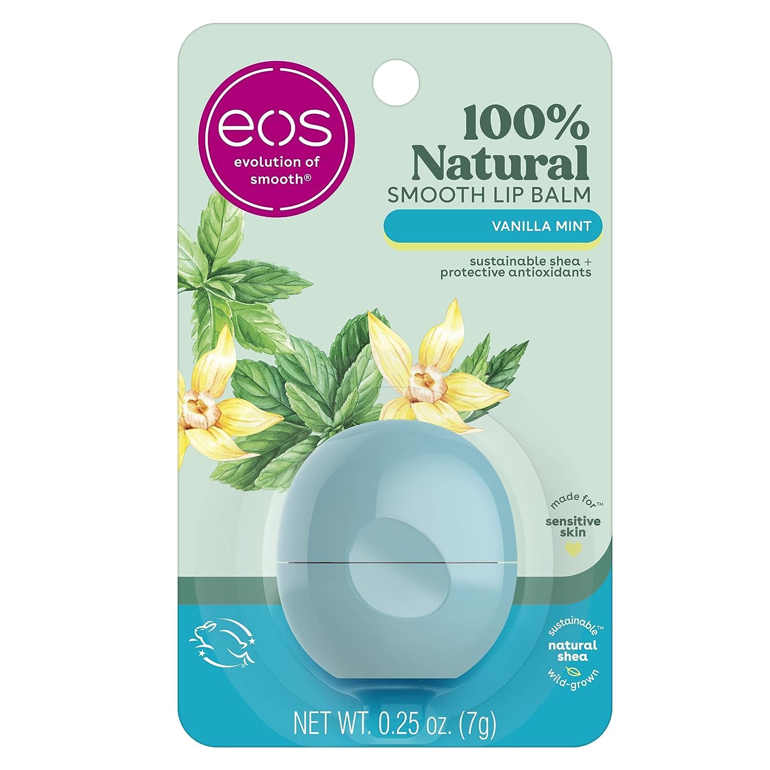 EOS Visibly Soft Lip Balm Sphere, Vanilla Mint 0.25 oz (Pack of 7)