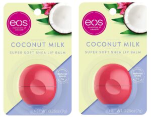 eos visibly soft lip balm sphere, coconut milk 2pc.