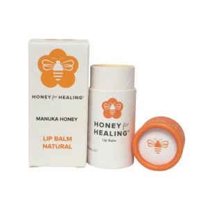 honey for healing lip balm moisturizer with manuka honey 15+ umf, coconut oil, and castor oil for chapped, cracked, dry lips | protects, smoothes, and nourishes your lips | 0.25 oz / 7 gr. (natural)