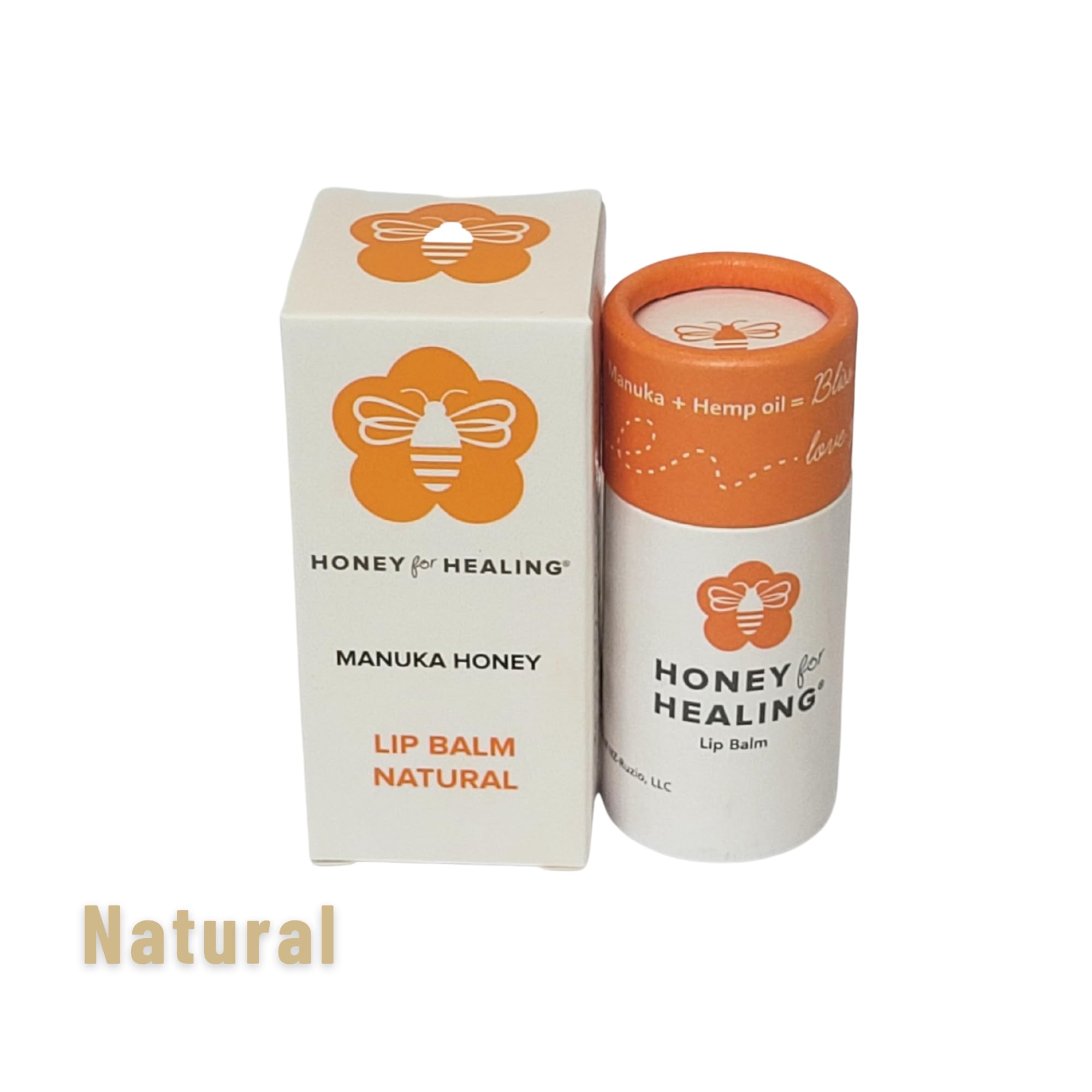 Honey for Healing Lip Balm Moisturizer with Manuka Honey 15+ UMF, Coconut Oil, and Castor Oil For Chapped, Cracked, Dry Lips | Protects, Smoothes, and Nourishes your Lips | 0.25 oz / 7 gr. (Natural)