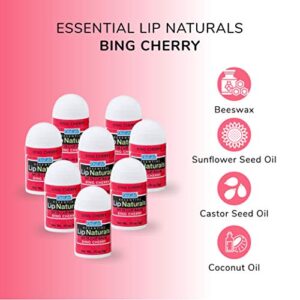 Lip Naturals® | Assorted Mini Lip Balm with Sunscreen (SPF-15) | Made in USA | 12-Count Pack with Bing Cherry, Tea Tree Mint, and Vanilla Bean Flavors (0.10oz/3g Each)