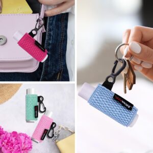 HEYSKAY 3PCS Lip Balm Holder Sleeves Keychain Lipstick Sleeves Lip Gloss Holder Keychain Chapstick Elastic Sleeves(Blackx3)