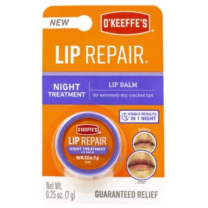 o'keeffe's lip repair night treatment lip balm, 0.25 ounce jar, (pack of 1)