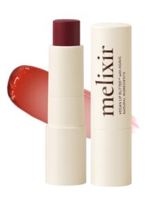 melixir vegan lip butter #06 lust red(tinted) (+11 more colors) 0.13oz, bee free, petrolatum free, deep nourishing plant-based vegan chapstick, vegan lip balm for dry, cracked and chapped lips