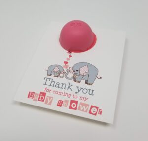 elephant baby shower lip balm holder favor tags - girl baby showertags - eos lip balm holder tags - set of 20