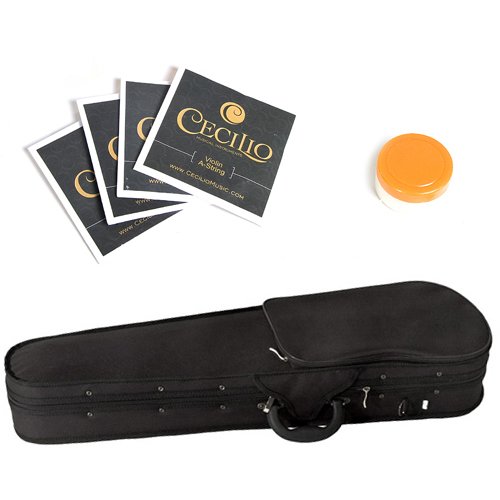 Mendini by Cecilio 16-Inch MA-Black Solid Wood Viola with Case, Bow, Rosin, Bridge and Strings