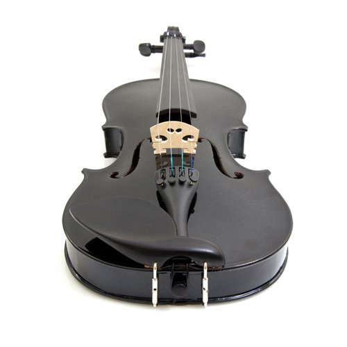 Mendini by Cecilio 16-Inch MA-Black Solid Wood Viola with Case, Bow, Rosin, Bridge and Strings