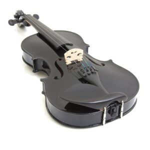 Mendini by Cecilio 16-Inch MA-Black Solid Wood Viola with Case, Bow, Rosin, Bridge and Strings