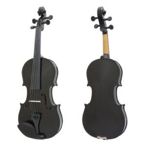 Mendini by Cecilio 16-Inch MA-Black Solid Wood Viola with Case, Bow, Rosin, Bridge and Strings