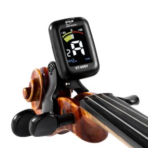 eno music professional violin viola tuner, colorful lcd display easy control clip on accurate violin tuner