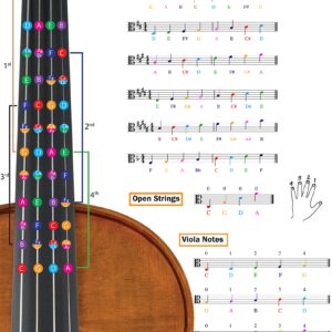 Viola Fingering Chart with Color-Coded Notes, Viola Scales Techniques Suitable for All Levels, Made in the USA