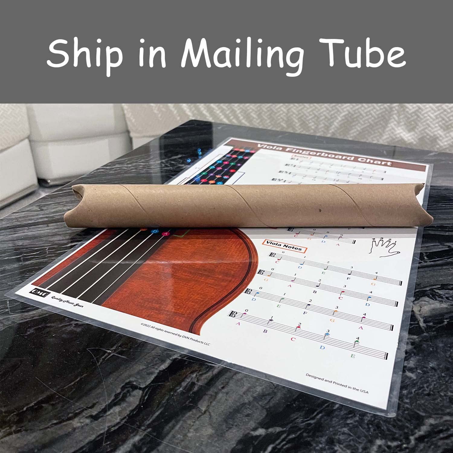 Viola Fingering Chart with Color-Coded Notes, Viola Scales Techniques Suitable for All Levels, Made in the USA